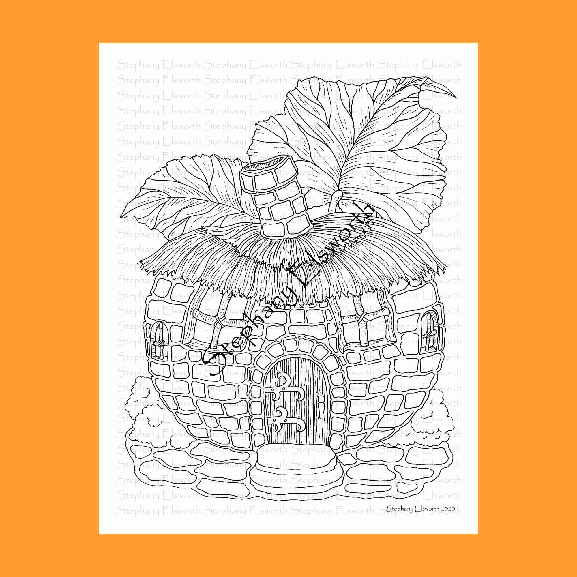Brick Pumpkin Fairy House 8 1/2 x 11 Printable Instant Download Colori ...